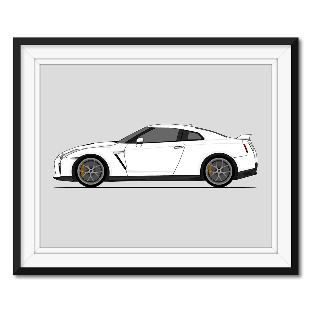 Nissan GT-R R35 (2017-2022) (side Profile) Inspired Poster Print Wall ...