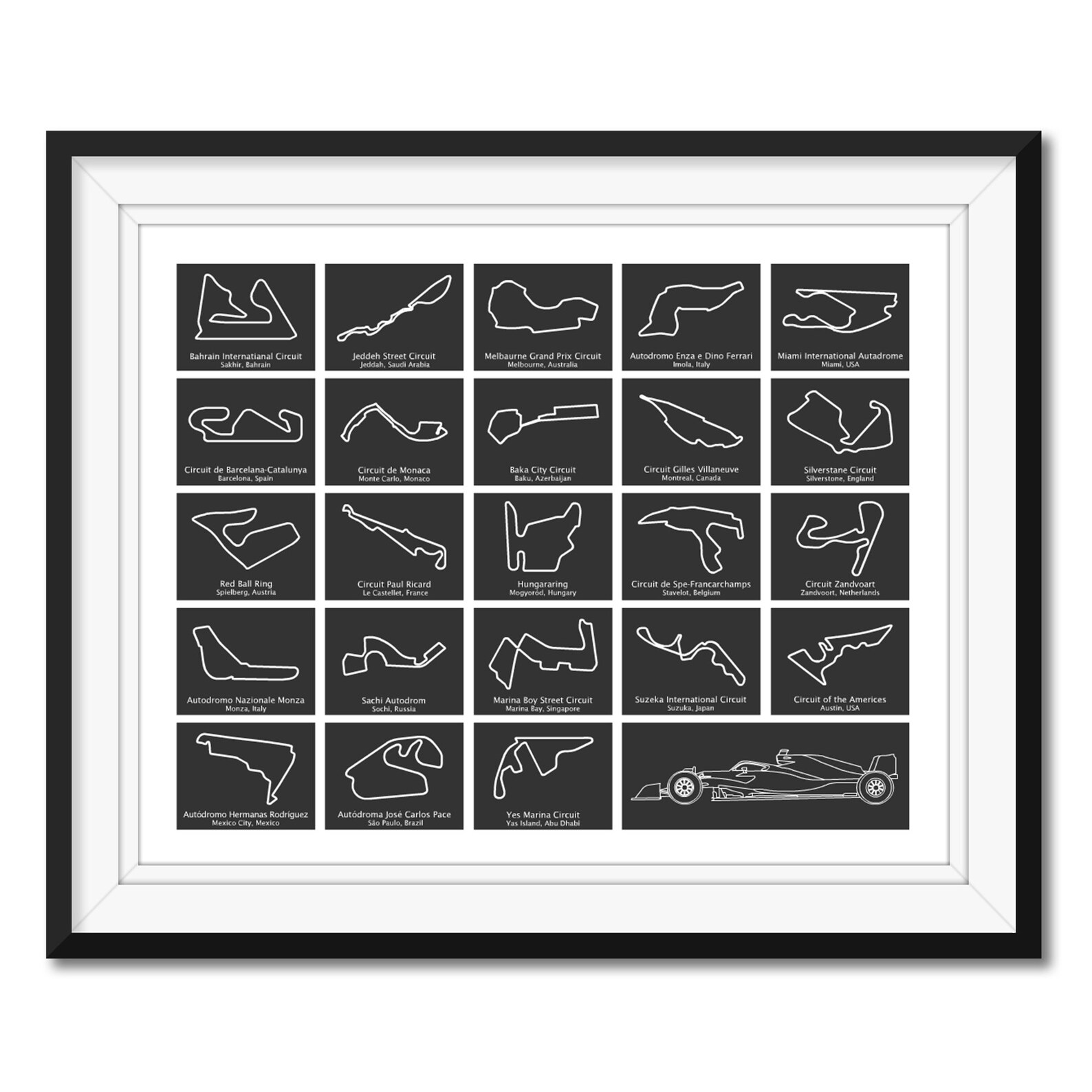 Formula 1 Inspired Race Track F1 Circuit 2022 Car Poster Print - Etsy