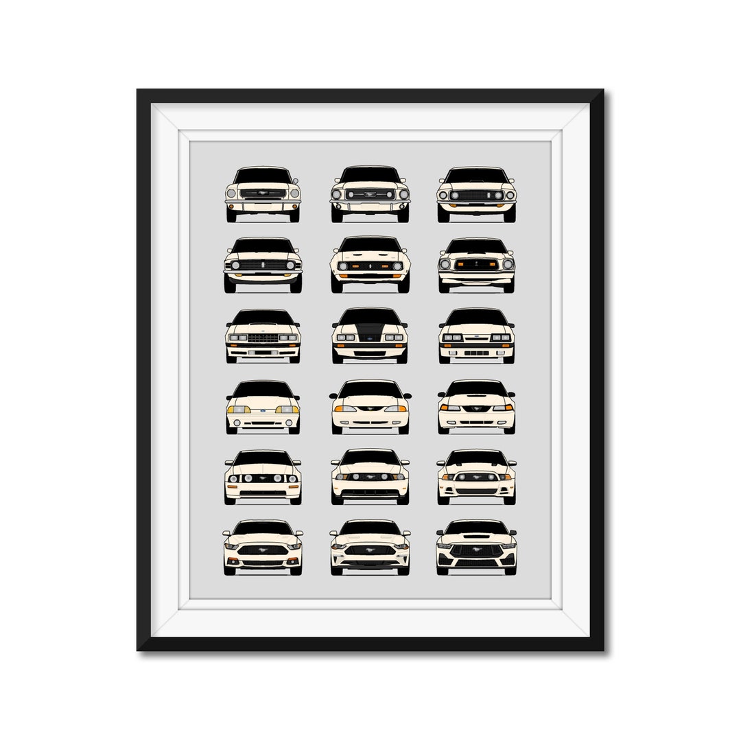 Ford Mustang Generations Inspired Car Poster Print Wall Art Decor the ...
