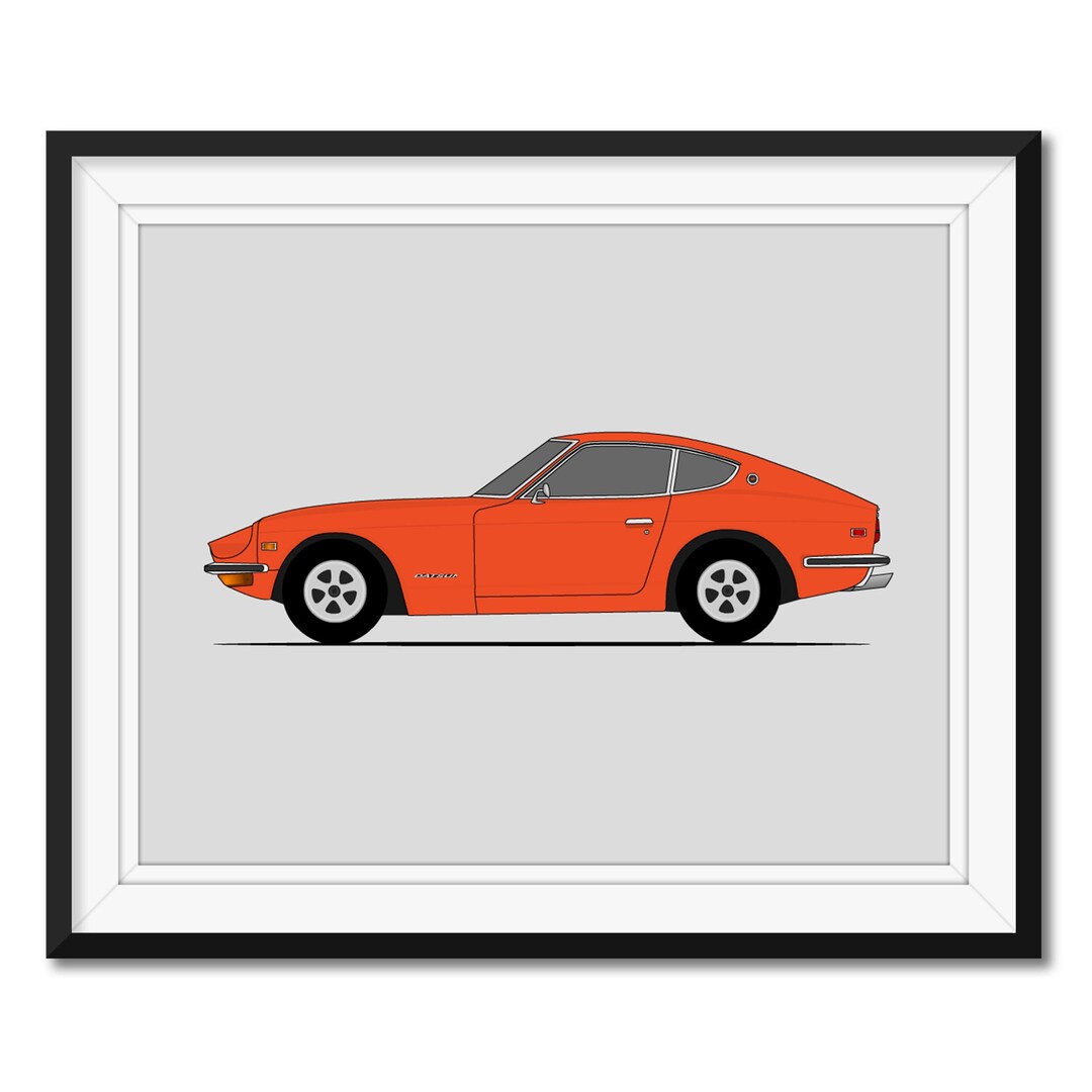 Datsun 240Z 1970-1973 side Profile Inspired Car Poster Print Wall Art ...