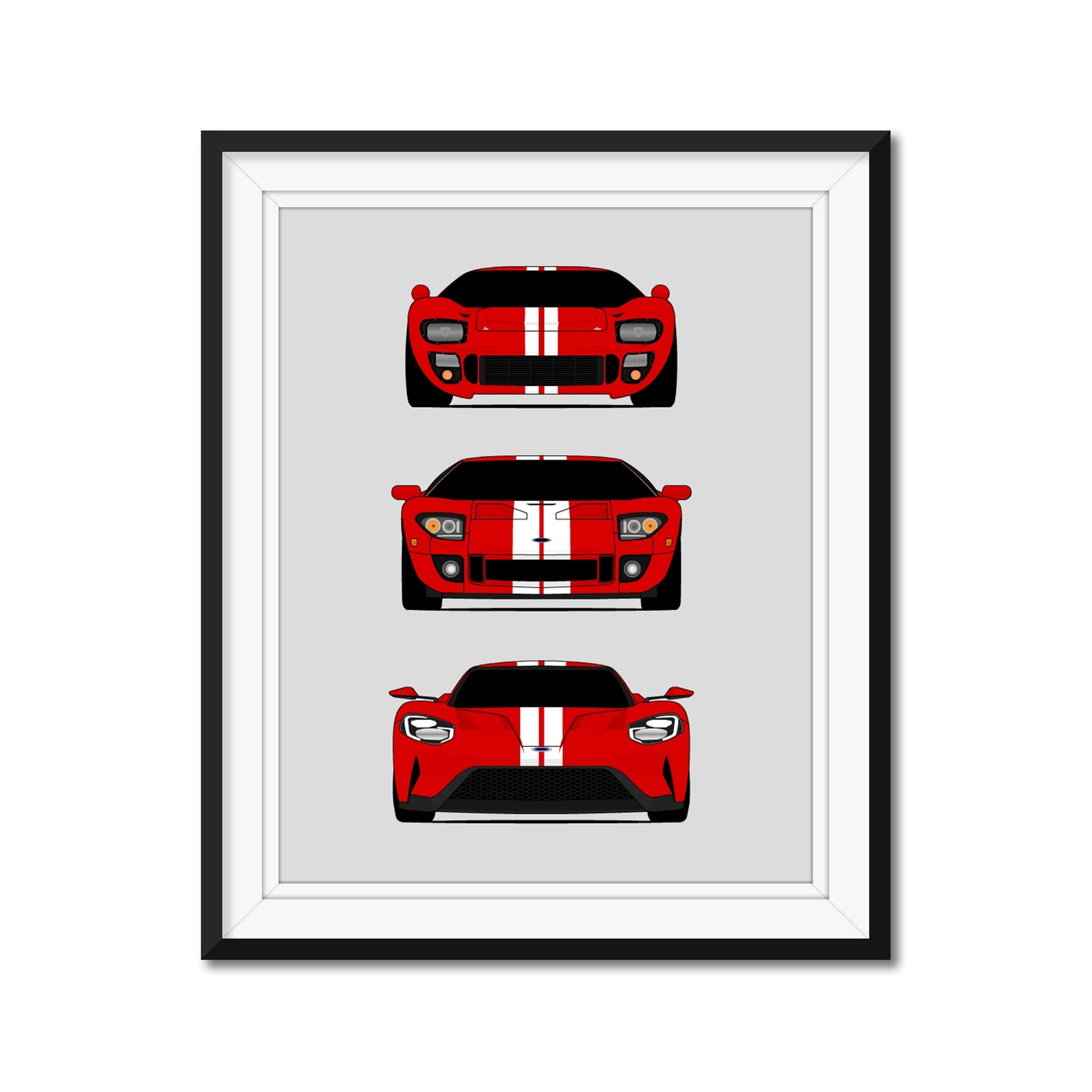 Ford GT Inspired Car Poster Print Wall Art of the History and - Etsy