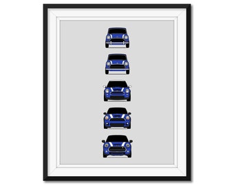MINI Cooper Poster Evolution Generations - Etsy
