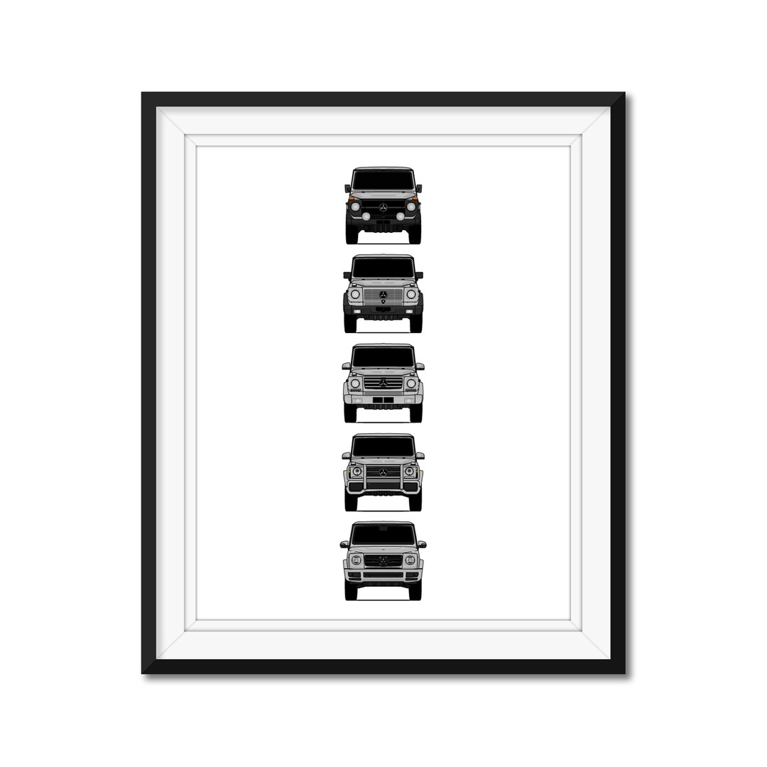 Mercedes-benz G-class Generations Inspired Car Poster Print Wall Art ...