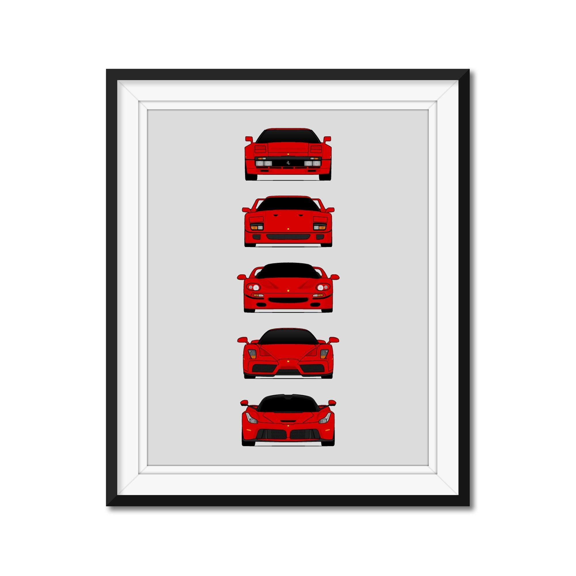 Ferrari Halo Car Generations Poster Print Art History Evolution ...