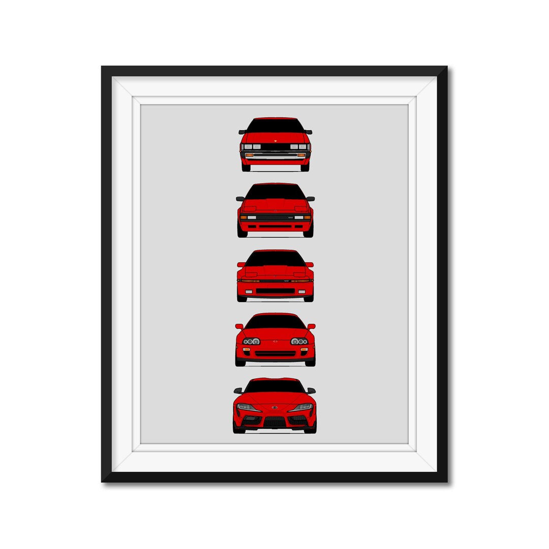 Toyota Supra Generations Inspired Car Poster Print Wall Art of the ...