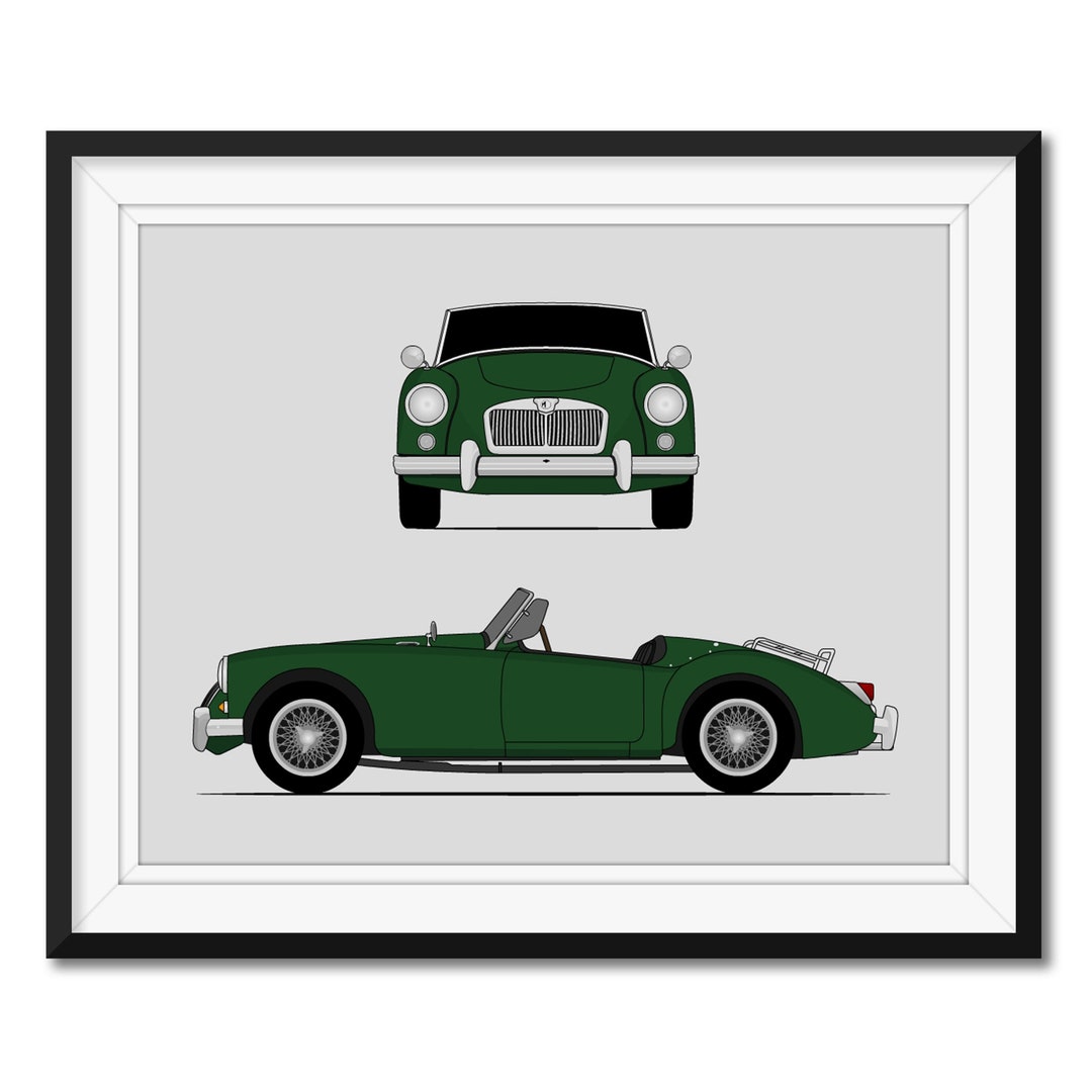 MG MGA Roadster 1955-1962 front and Side Inspired Poster - Etsy