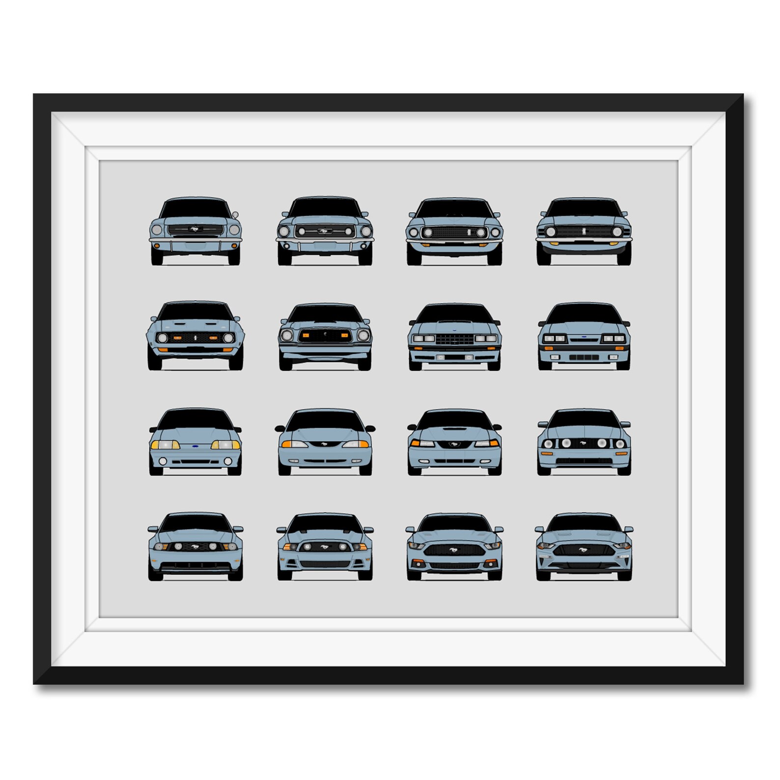 Ford Mustang Generations landscape Inspired Car Poster Print - Etsy