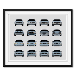 Ford Mustang Generations landscape Inspired Car Poster Print Wall Art ...