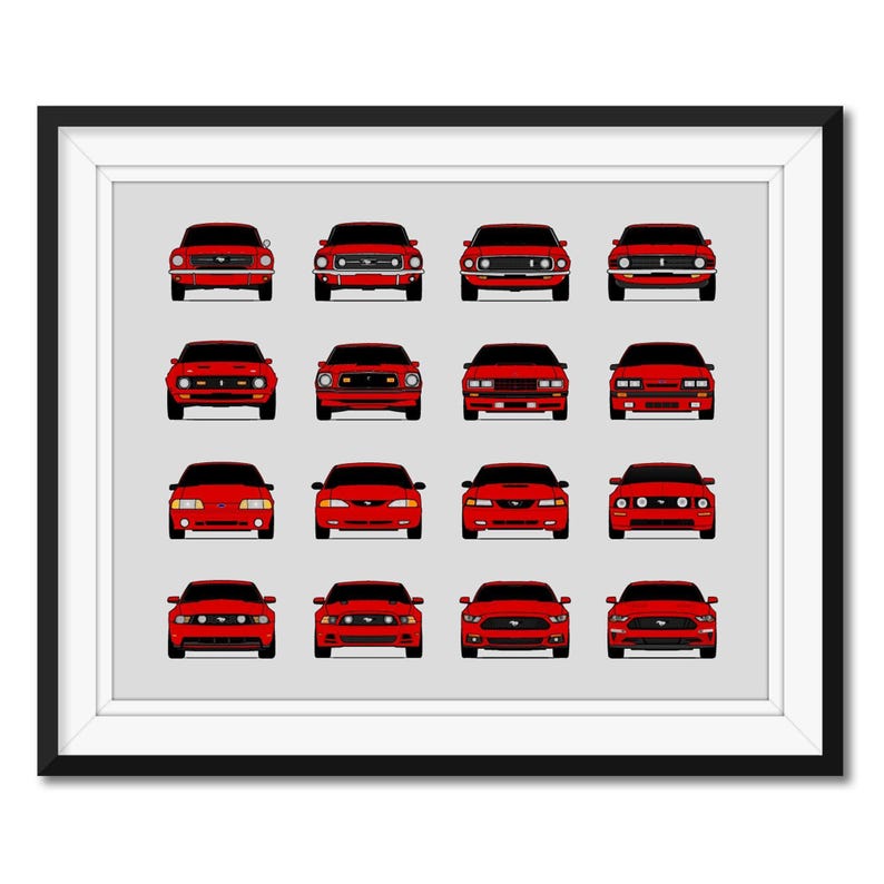 Ford Mustang Generations (landscape) Car Poster Print Wall Art Decor of ...