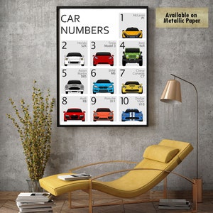 Car Nursery 123 Number Car Poster Print Wall Art for Babies and Kids ...