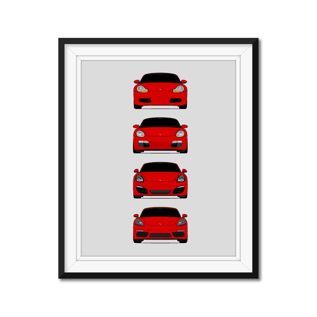 Porsche Boxster Generations Inspired Car Poster Print Wall Art History ...