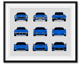 Corvette Poster Evolution - Etsy