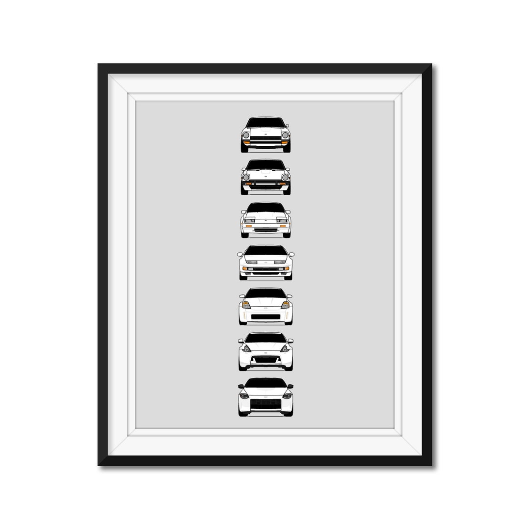 Nissan Z Car Generations 240Z 280ZX 300ZX 350Z 370Z Inspired Car Poster ...