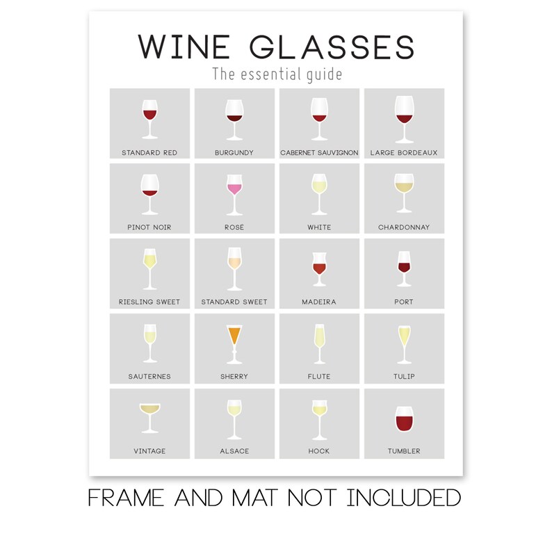 Wine Glass Guide Poster of Types of Wine Perfect Gift for - Etsy