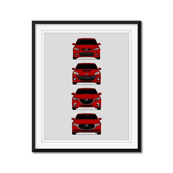 Mazda 3 Generations Inspired Car Poster Print Wall Art the - Etsy
