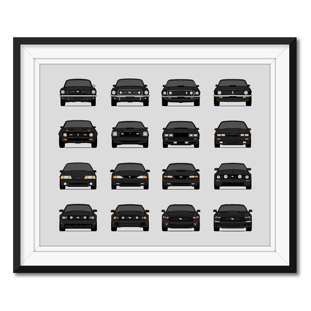 Ford Mustang Generations landscape Inspired Car Poster Print Wall Art ...