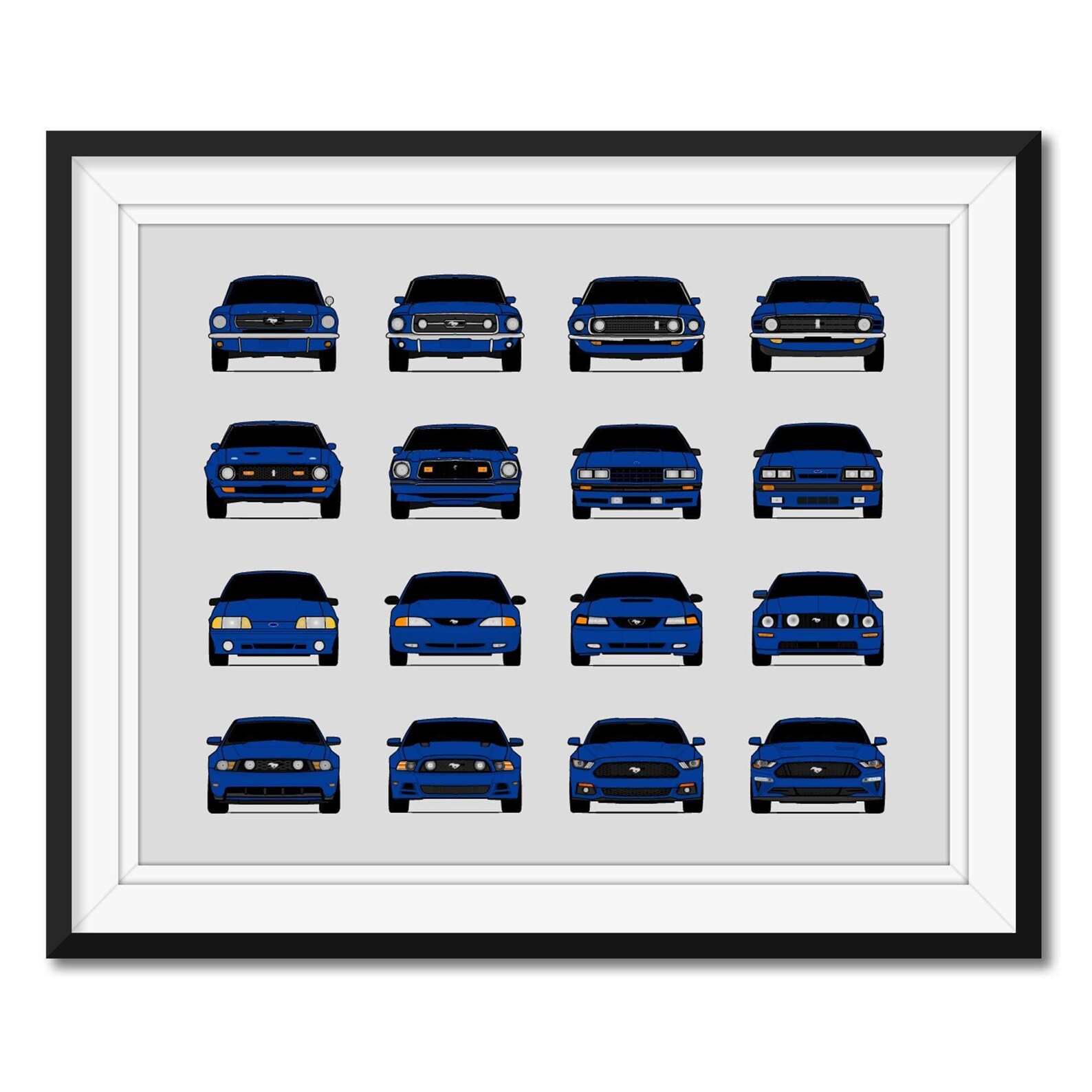 Ford Mustang Generations (landscape) Car Poster Print Wall Art Decor of ...