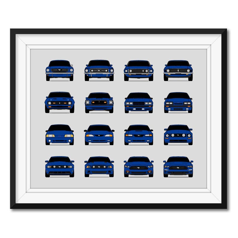 Ford Mustang Generations (landscape) Car Poster Print Wall Art Decor of ...