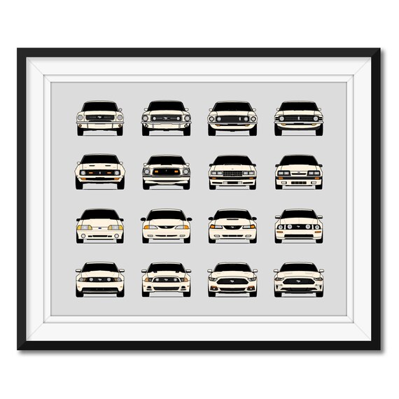 Ford Mustang Generations Inspired Poster Print Wall Art Handmade Decor ...