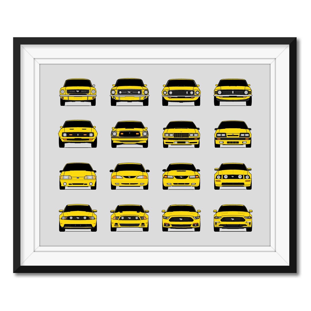 Ford Mustang Generations (landscape) Car Poster Print Wall Art Decor of ...