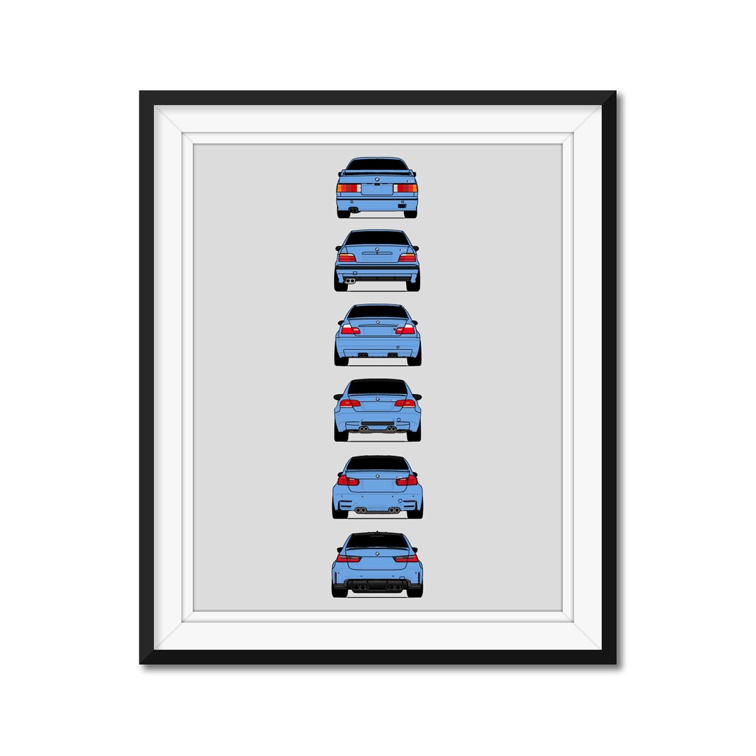 BMW M3 Inspired Poster Print Art History and Evolution M3 Generations ...