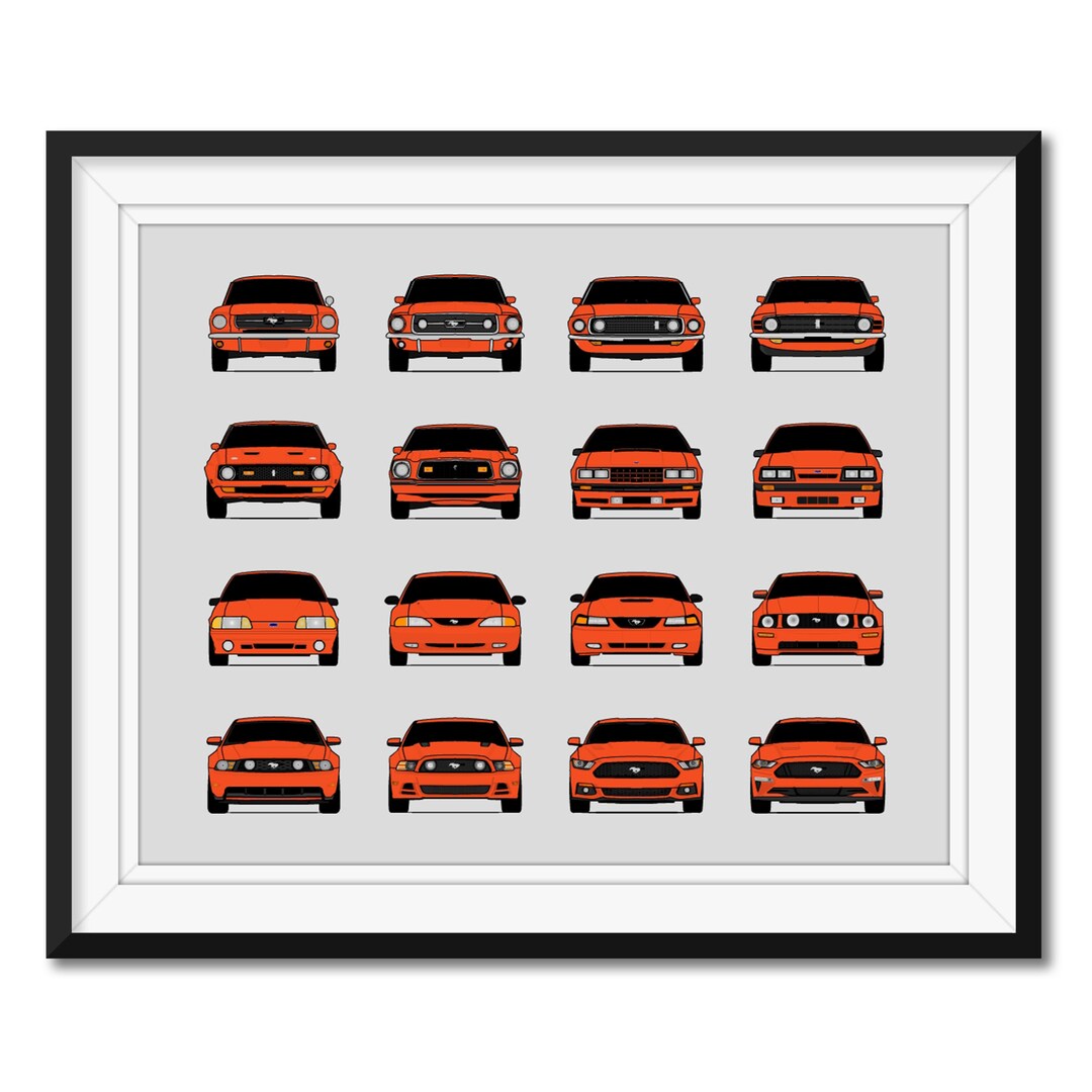 Ford Mustang Generations landscape Inspired Car Poster Print Wall Art ...