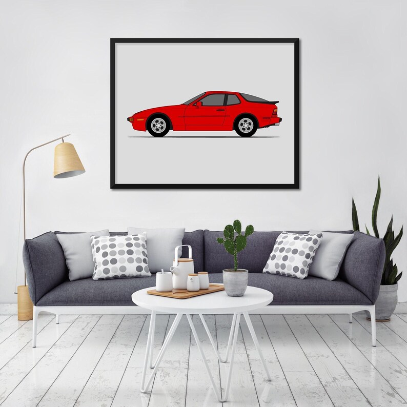 Porsche 944 (1983-1985) (side Profile) Car Poster Print Wall Art Decor ...