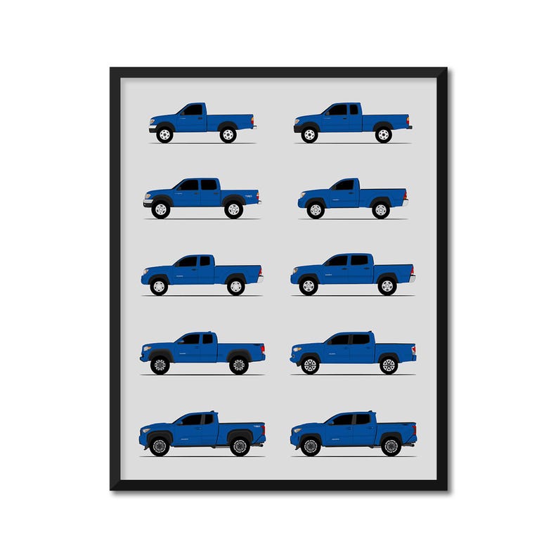 Toyota Tacoma Pickup Truck Generations Poster (side Profile) Print Art ...