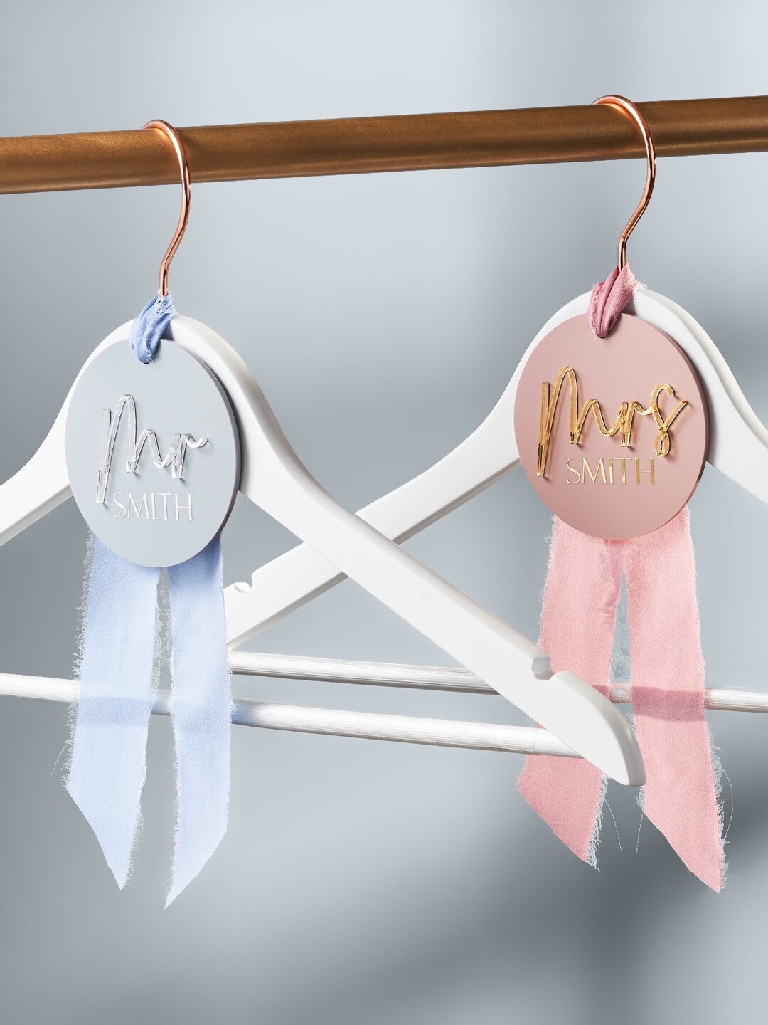Personalised Acrylic Wedding Hanger Tag: Mr & Mrs Last Name Charm - Etsy