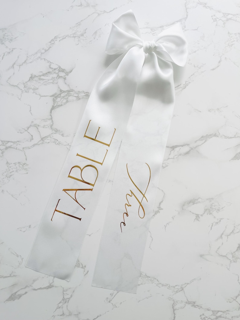 Luxe Satin Ribbon Bow Table Numbers - Mixed Font Option - Etsy