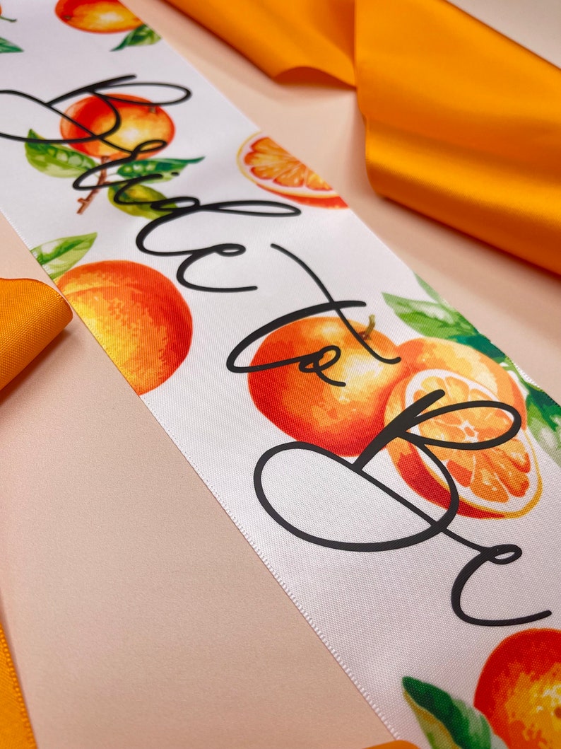Orange Fruit Print Personalised Sash - Neutral Baby Shower Bridal Party ...