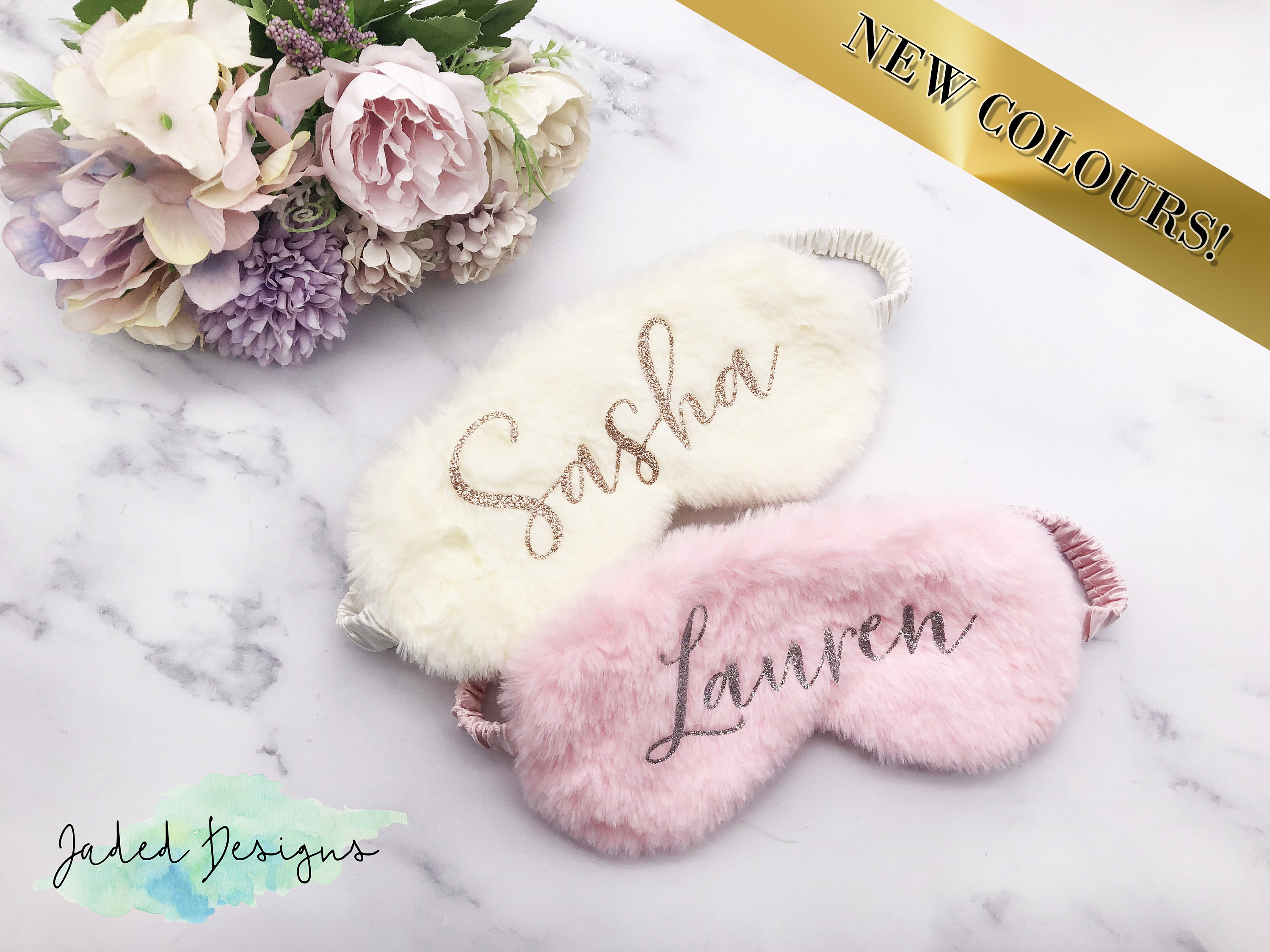 Personalised Fluffy Sleeping Eye Glitter Face Mask with Name | Etsy