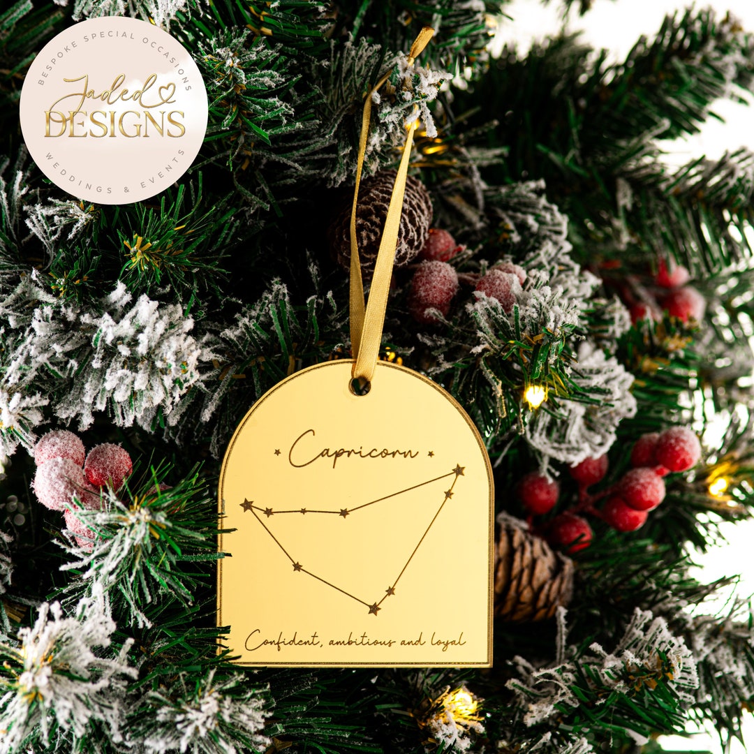 Star Sign Bauble for Christmas and Decoration Gold Mirror Zodiac ...