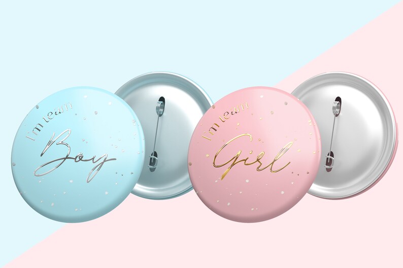 Team Boy or Girl Badge Gender Reveal Baby Shower He or She - Etsy