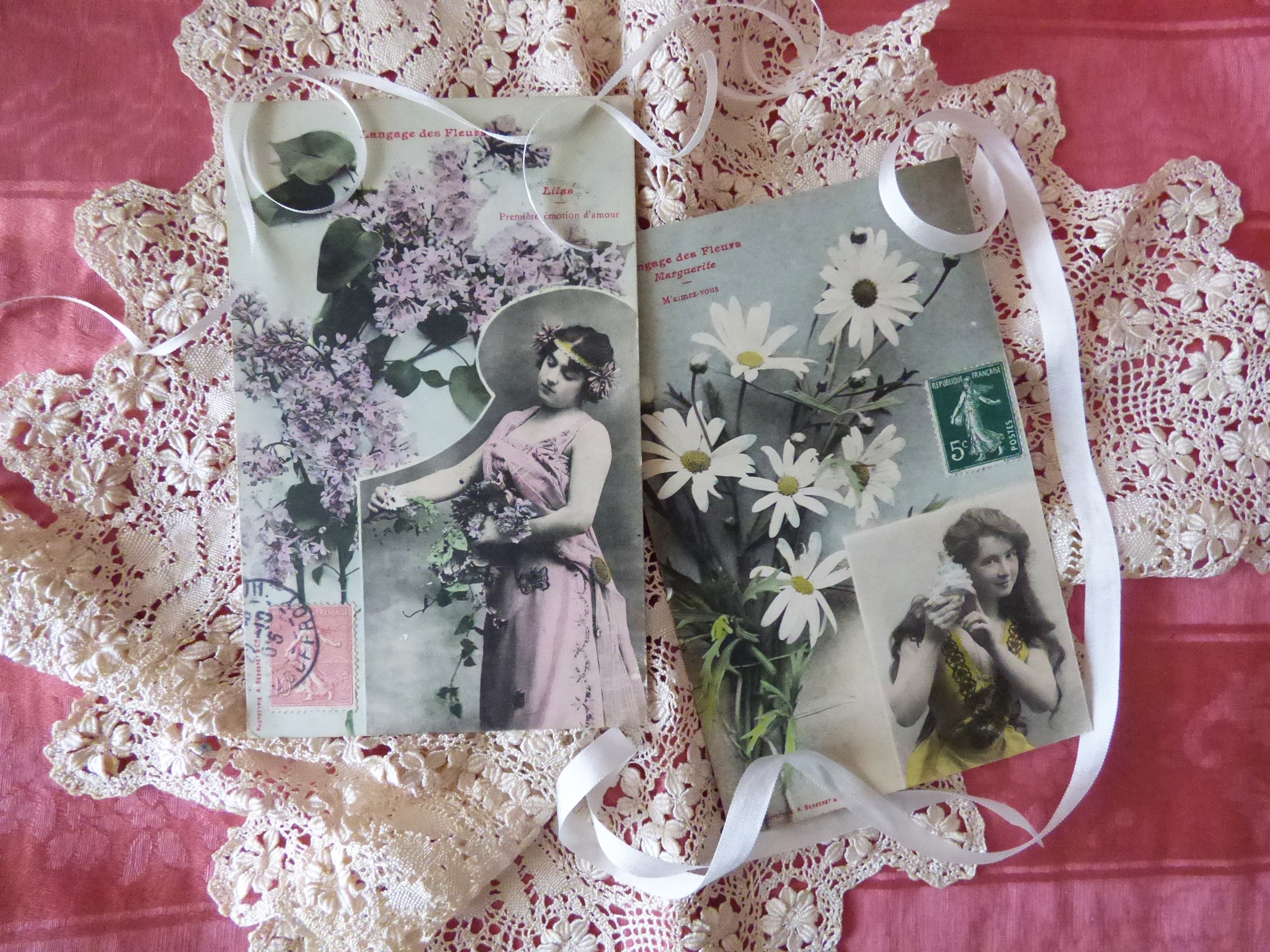 Antique French Cards Collection 1905 langage Des Fleurs Hand Coulored ...