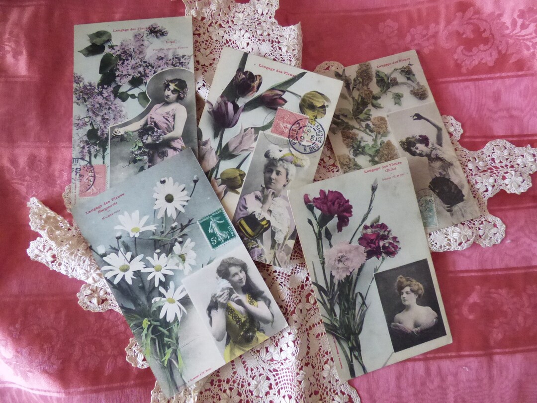 Antique French Cards Collection 1905 "langage Des Fleurs" - Hand ...