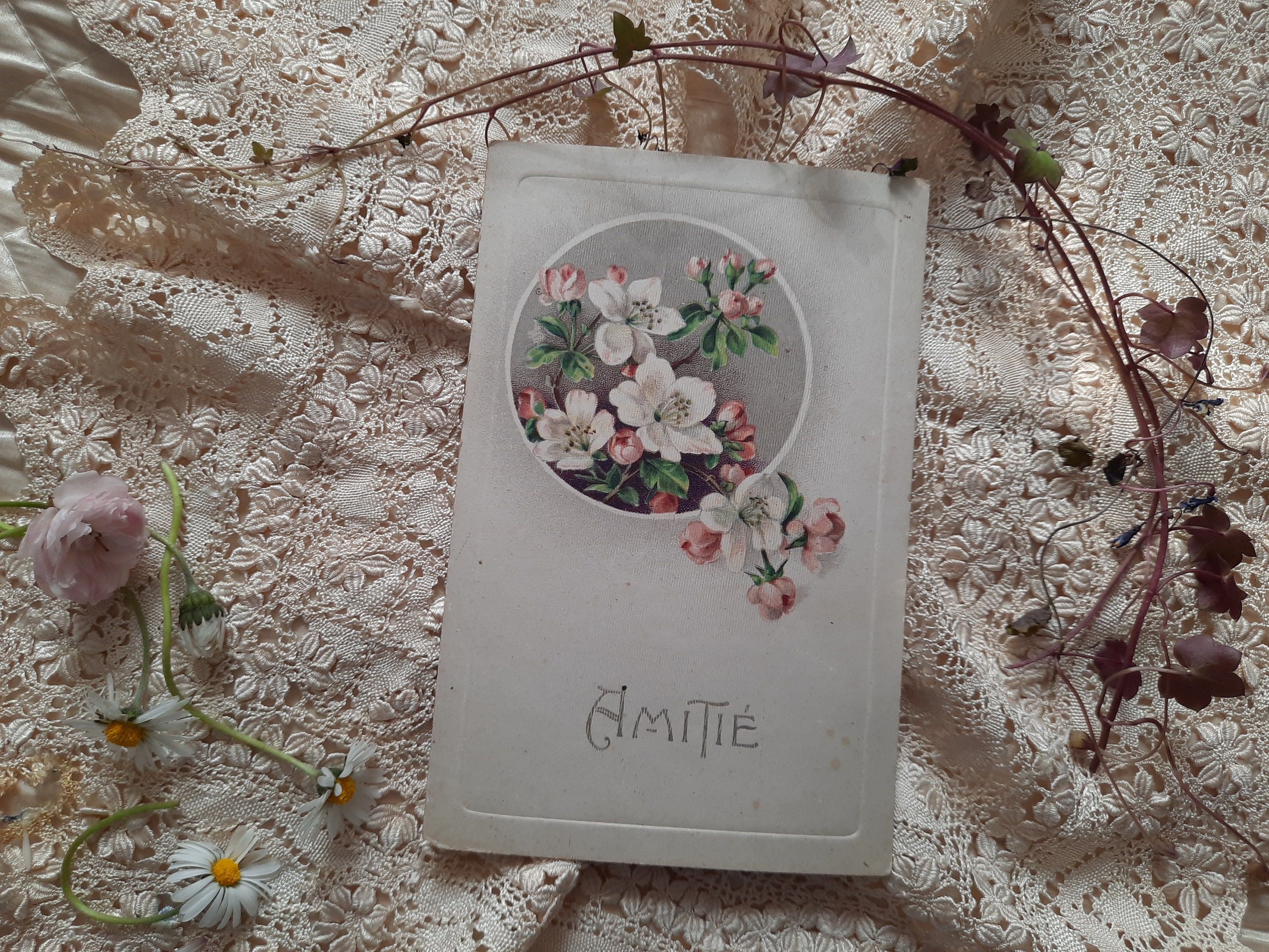 Antique French Card 1900s Art Nouveau - Flower Card - Scrap Booking ...
