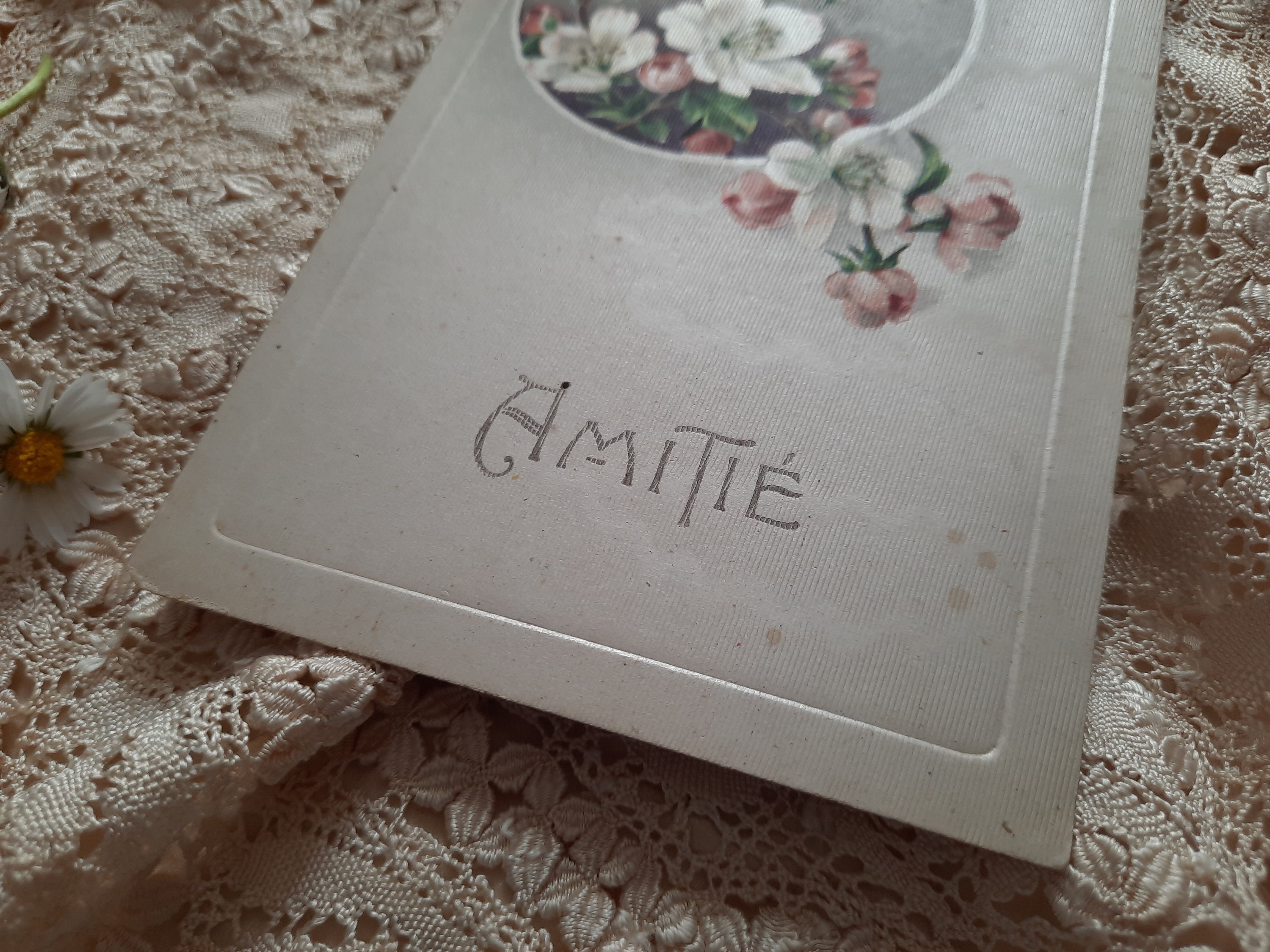 Antique French Card 1900s Art Nouveau - Flower Card - Scrap Booking ...
