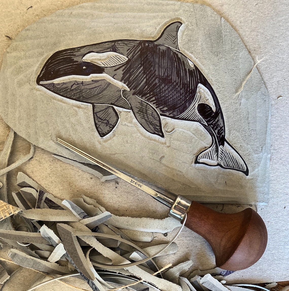 Orca Original Lino Cut Print Whale - Etsy