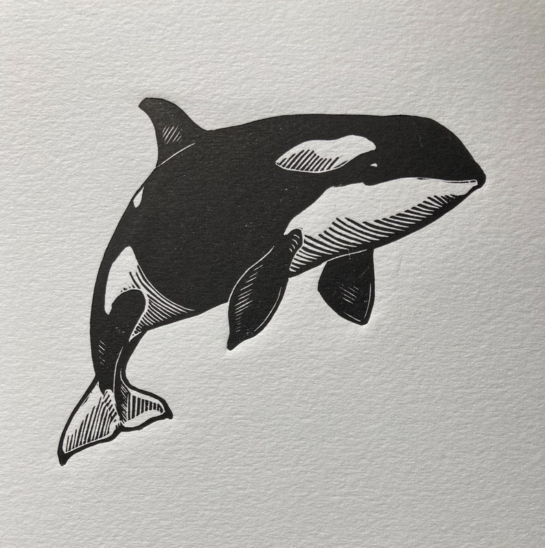 Orca Original Lino Cut Print Whale - Etsy