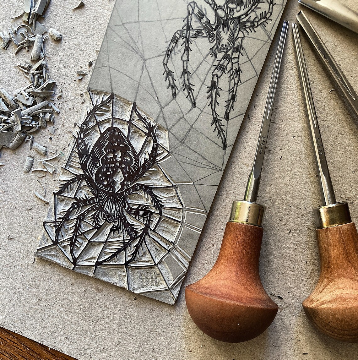 Spiders - Original Lino Cut Print - Etsy