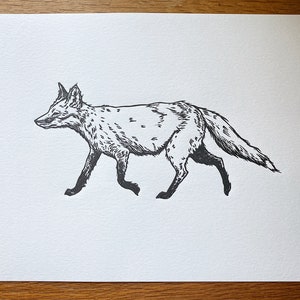 Fox Original Lino Cut Print - Etsy