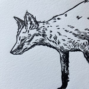 Fox Original Lino Cut Print - Etsy