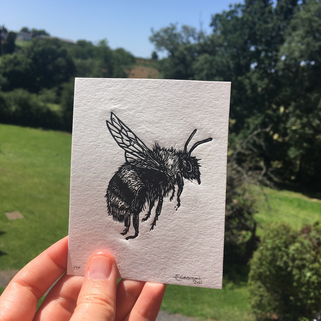 Bumblebee Mini Linocut Print, Bee Art, Insect, Nature Gift - Etsy
