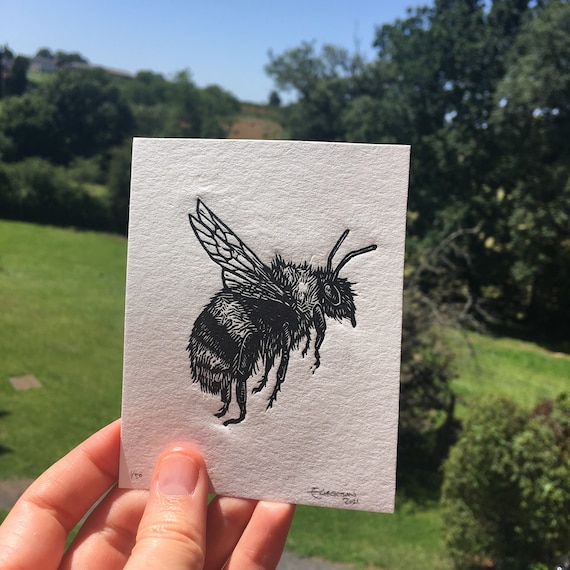Bumblebee Mini Linocut Print Bee Art Insect Nature Gift - Etsy