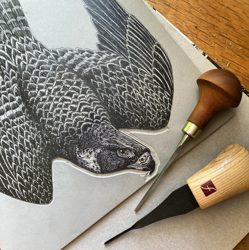 Peregrine Falcon - Original Lino Cut Print - Etsy