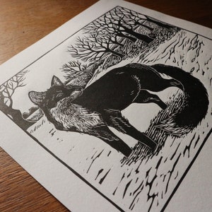 Winter Fox Original Lino Cut Print - Etsy
