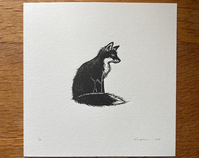 Fuchs Linoldruck, original Druckgrafik, handgemachte Illustration - Etsy.de