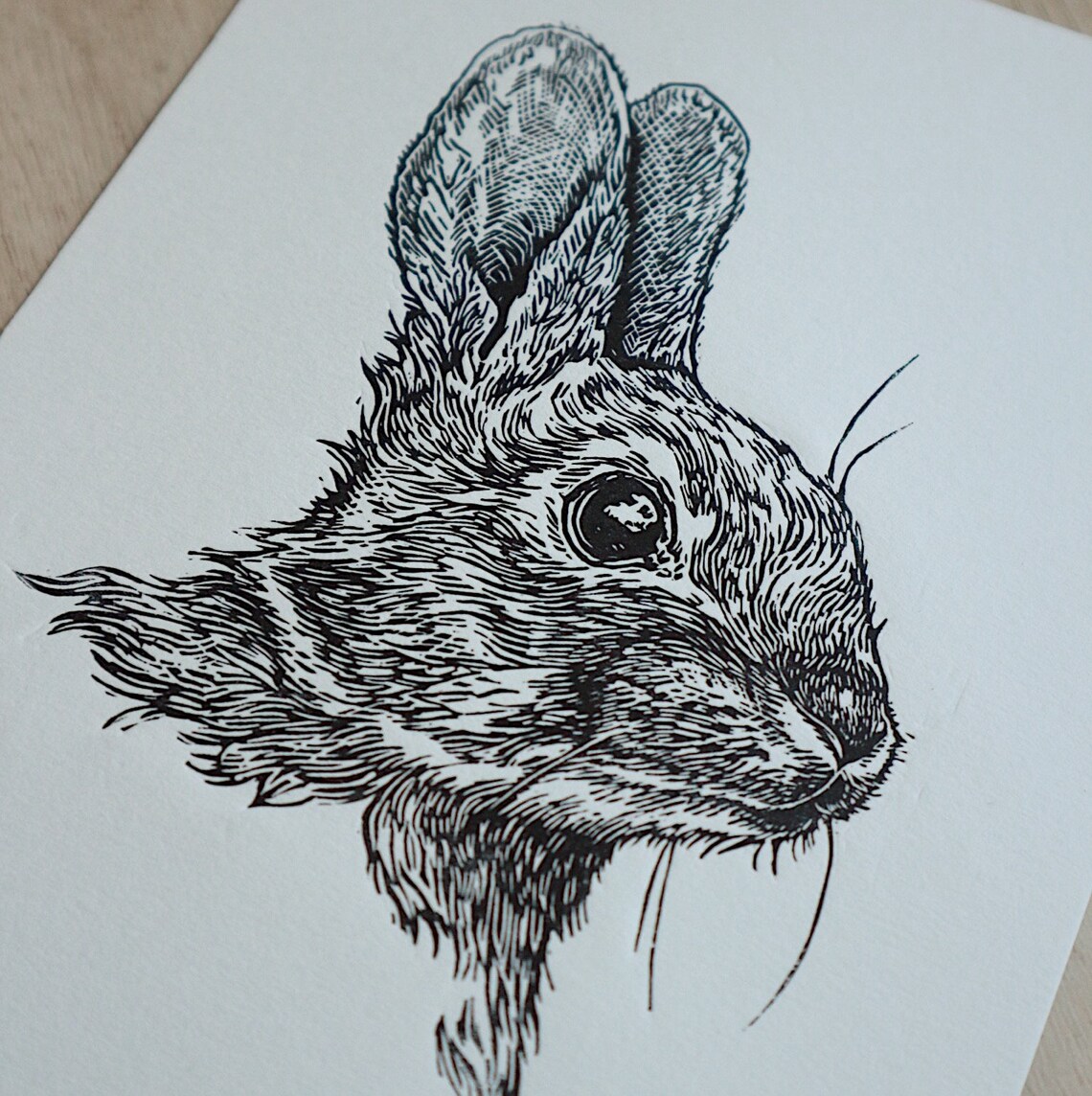Rabbit No1 Original Lino Cut Print Bunny Art Limited - Etsy