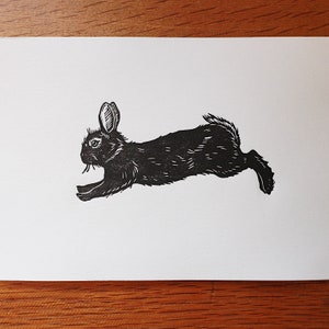 Leaping Rabbit Original Lino Cut Print - Etsy